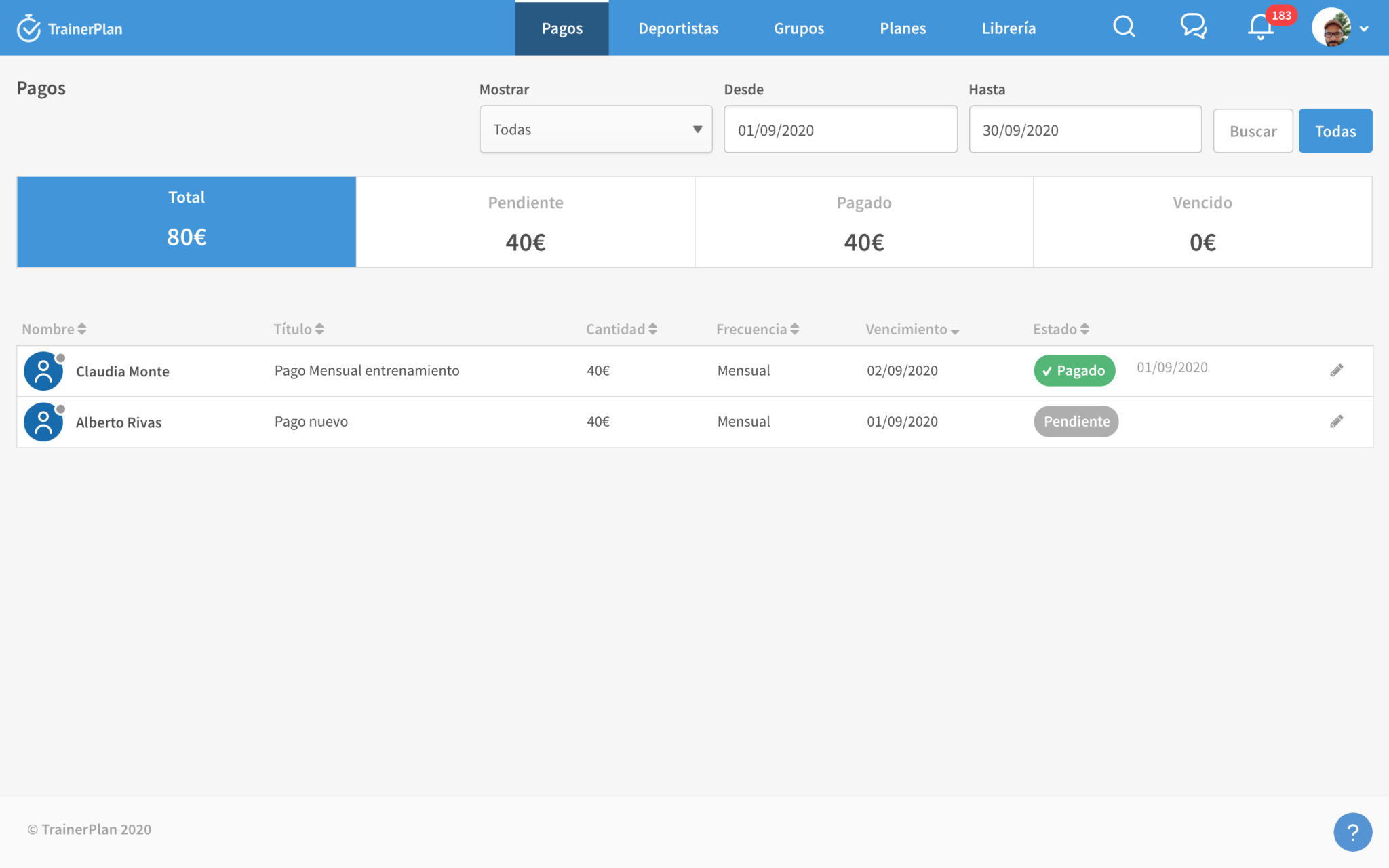 Gestionar los pagos de tus clientes - TrainerPlan Help